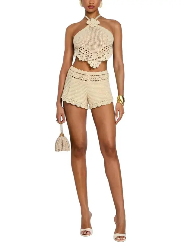 Retrofete Isaure Crochet Halterneck Top - Neutrals