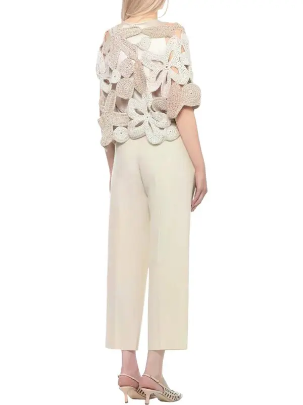 Antonelli Firenze Floral Crochet Sweater - Neutrals