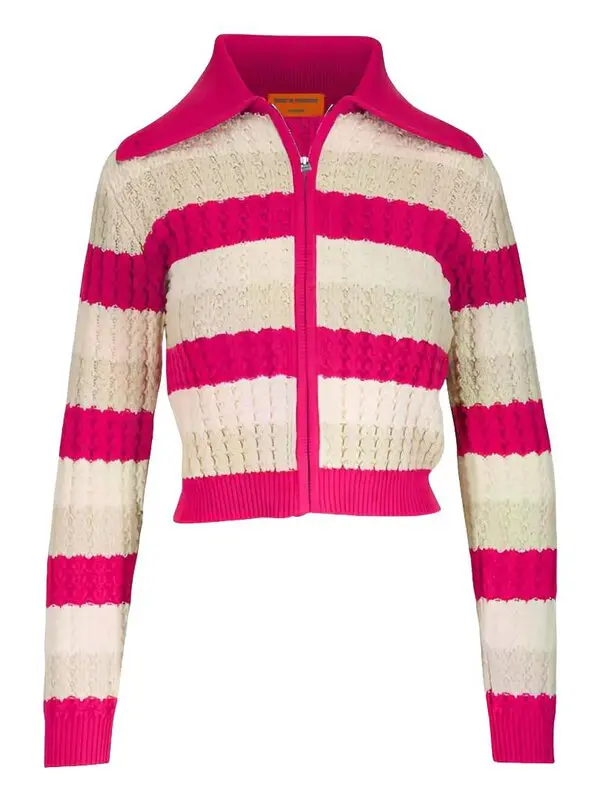 Guest In Residence Kirby Striped Zip-up Cardigan - Red
