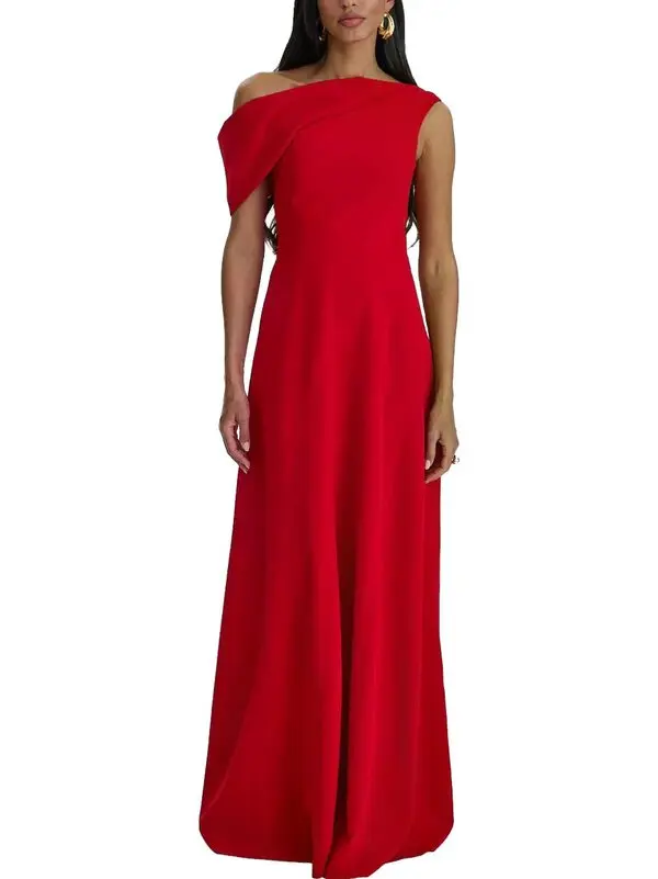 MOOS STUDIO Off-shoulder Draped Gown - Red