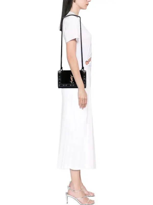 Saint Laurent Medium Suede Rope Stitch Kate Crossbody Bag - Black