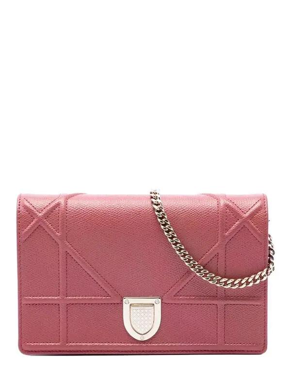 Dior 2019 Grained Calfskin Diorama Wallet On Chain Crossbody Bag - Red