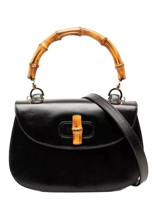 Gucci Calfskin Bamboo Night Satchel - Black