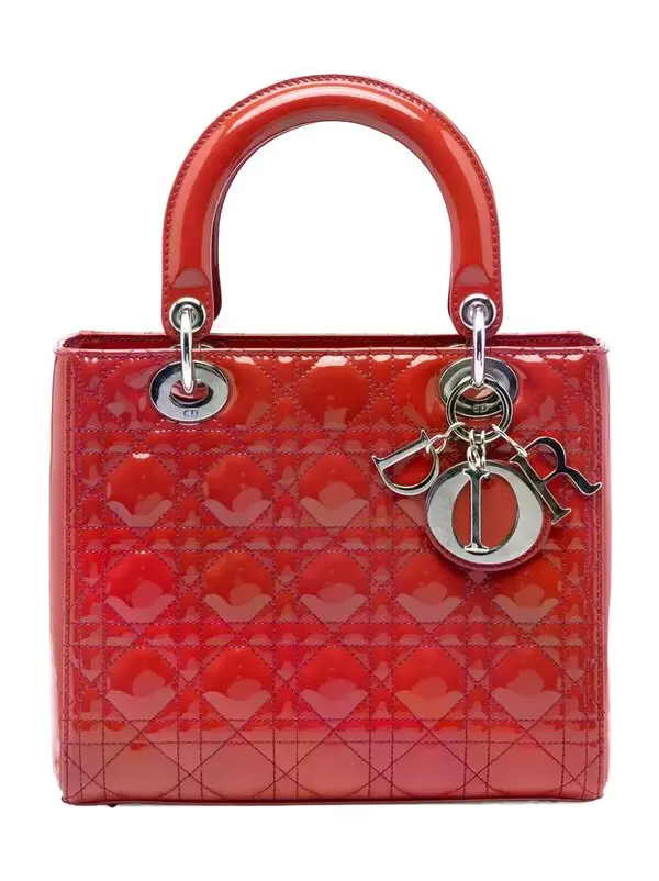 Dior Medium Patent Leather Lady Satchel - Red