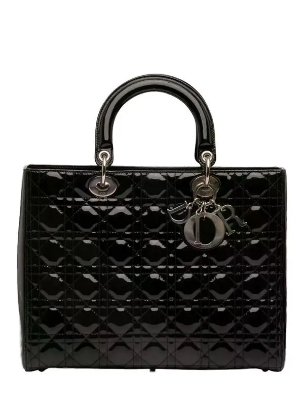 Dior Large Patent Cannage Lady Satchel - Black