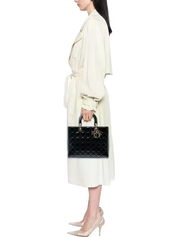 Dior Large Patent Cannage Lady Satchel - Black