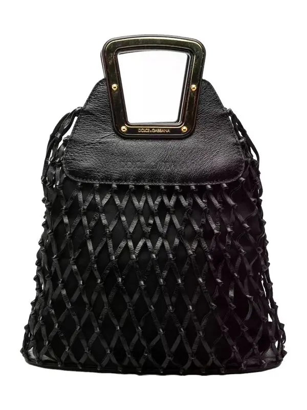 Dolce & Gabbana Woven Leather Net Handle Bag - Black