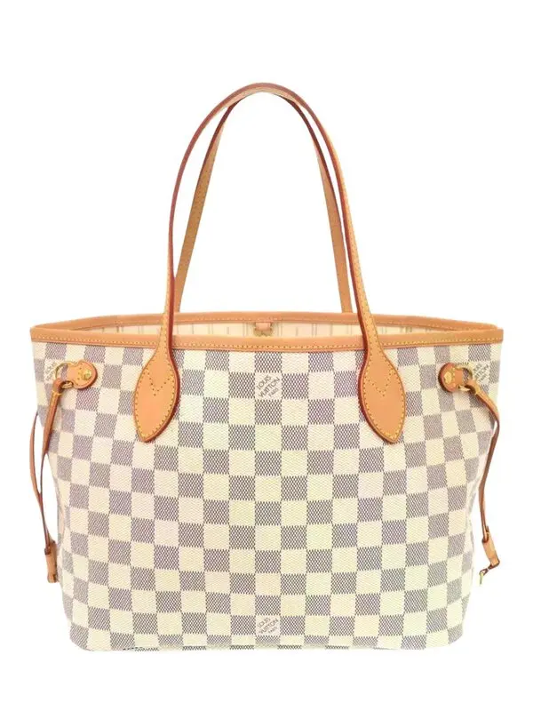 LOUIS VUITTON Damier Azur Neverfull Pm Tote Bag - White