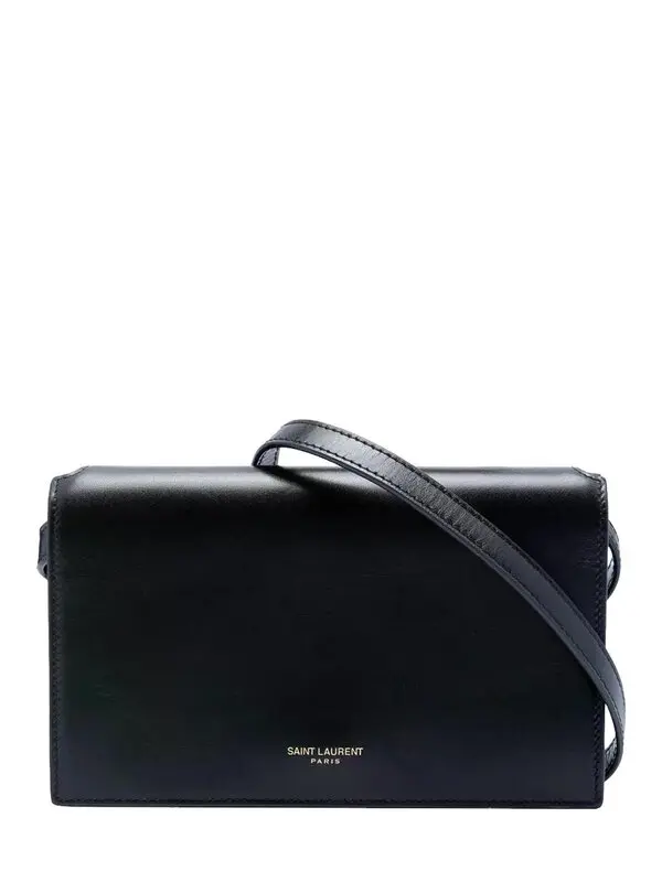 Saint Laurent Smooth Calfskin Monogram Crossbody Bag - Black
