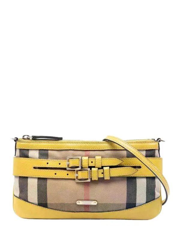 Burberry House Check Canvas Bridle Langford Crossbody Bag - Yellow
