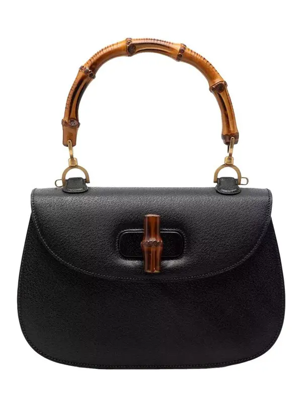 Gucci Grained Calfskin Bamboo Night Satchel - Black