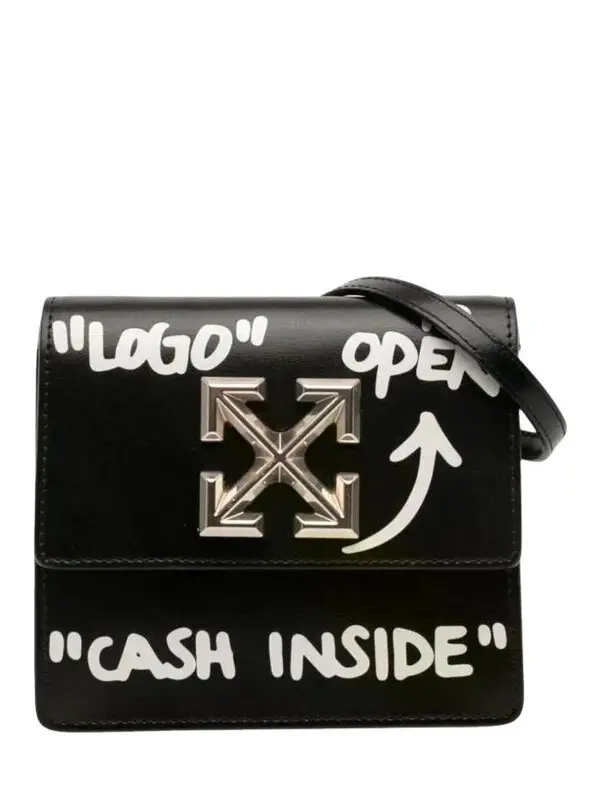 Off-White Glazed Calfskin Jitney 0.7 Bag - Black