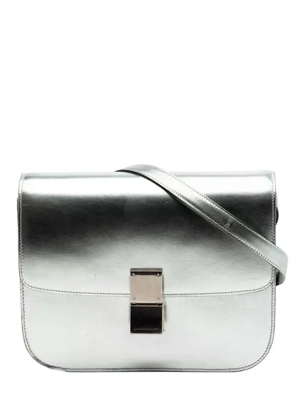 Celine Medium Calfskin Classic Box Crossbody Bag - Silver