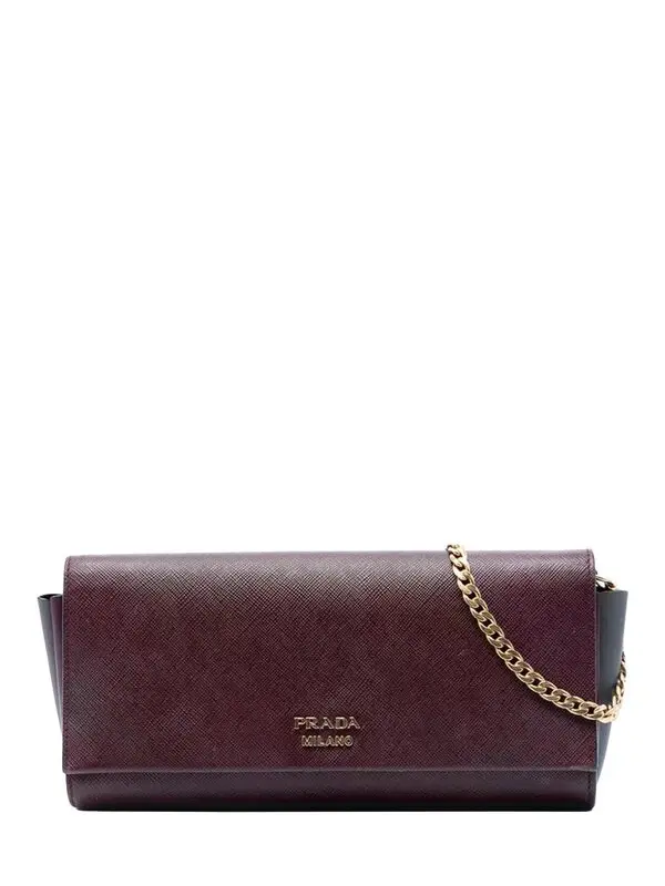 Prada Bibliotheque Clutch With Chain Crossbody Bag - Red