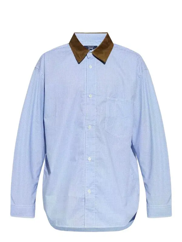 Comme Des Garçons Corduroy-collar Checked Shirt - Blue