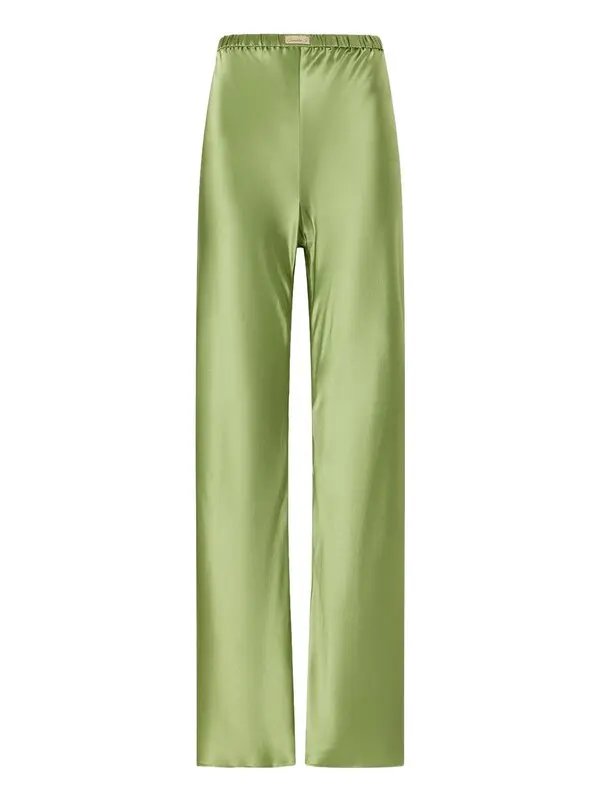 Comme Si Silk Charmeuse Straight-leg Pants - Green