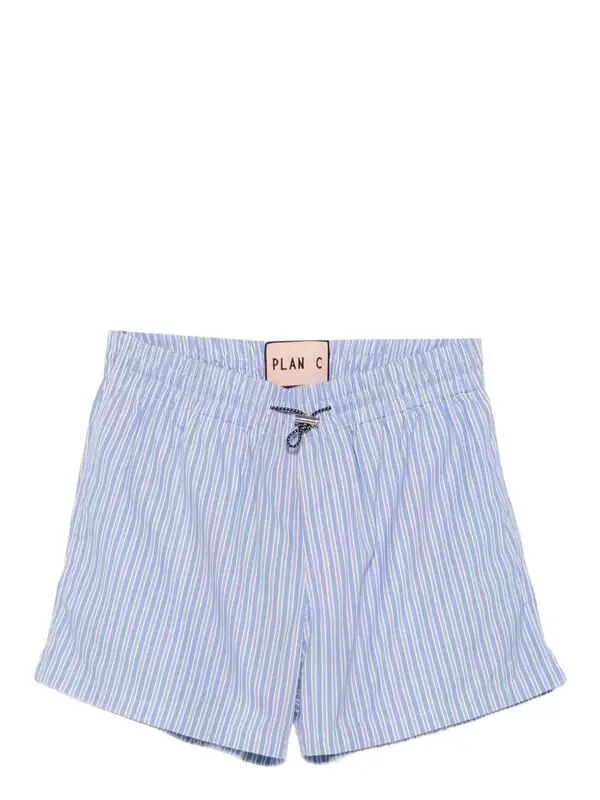 Plan C Striped Drawstring Shorts - Blue