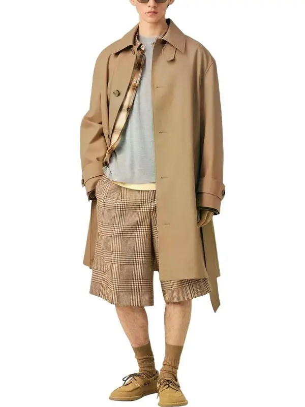 AMI Paris Water-repellent Cotton Twill Belted Mac Coat - Neutrals