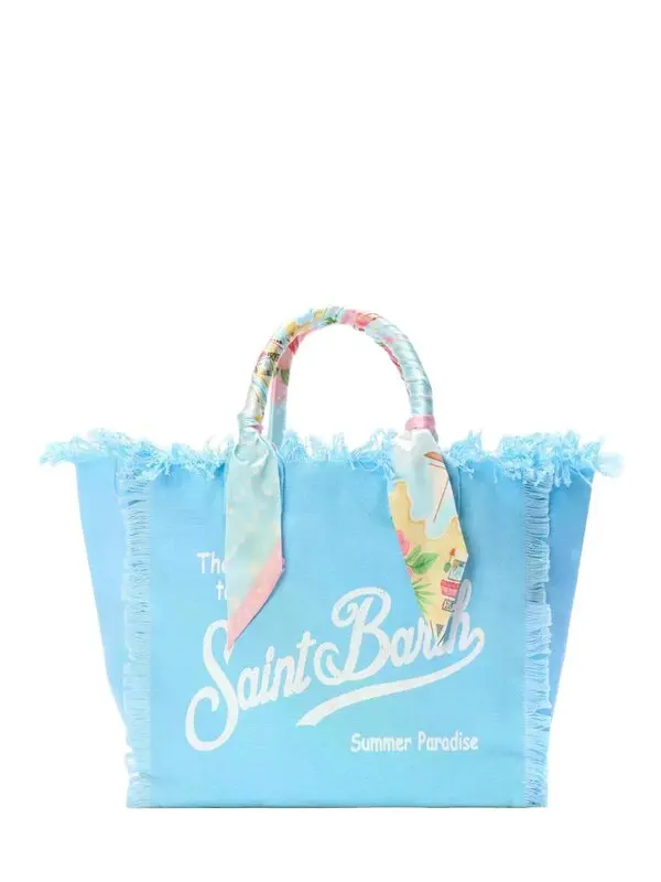 MC2 SAINT BARTH Vanity Scarf Embellished Tote Bag - Blue