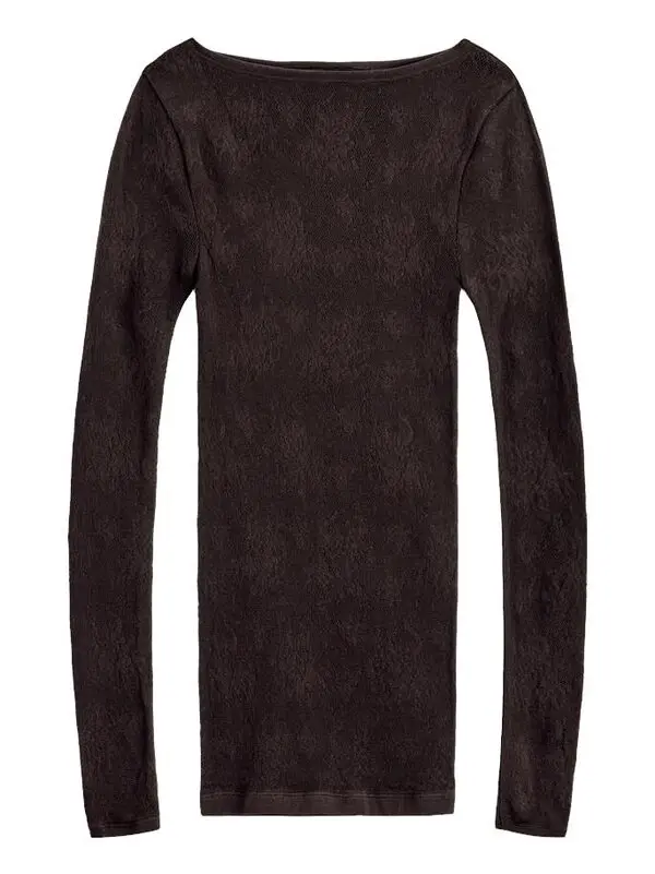 Cos Floral-jacquard Lace Long Sleeve Top - Brown