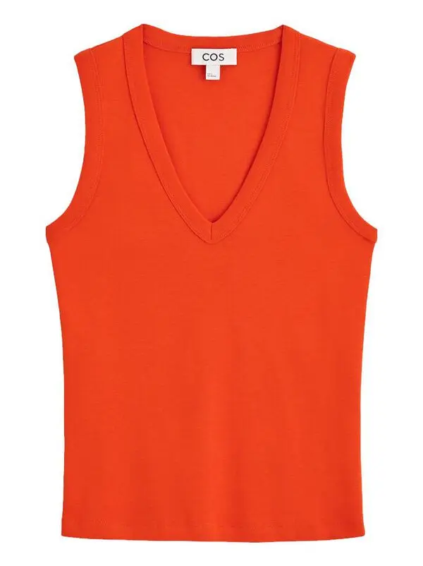 Cos Cotton V-neck Tank Top - Orange