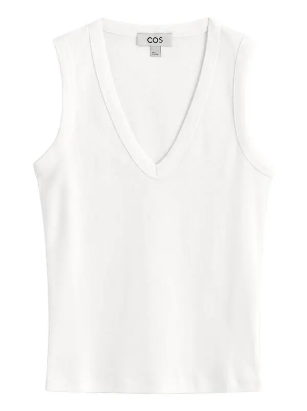 Cos Cotton V-neck Tank Top - White