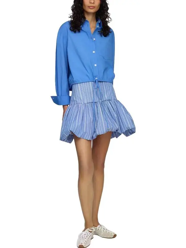 GANNI Stripe Ruffled Skirt - Blue