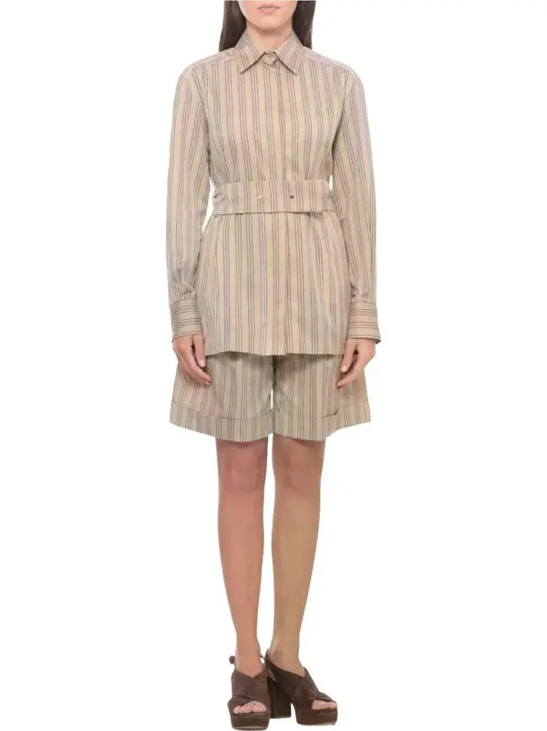 Antonelli Firenze Striped Belted Shirt - Neutrals