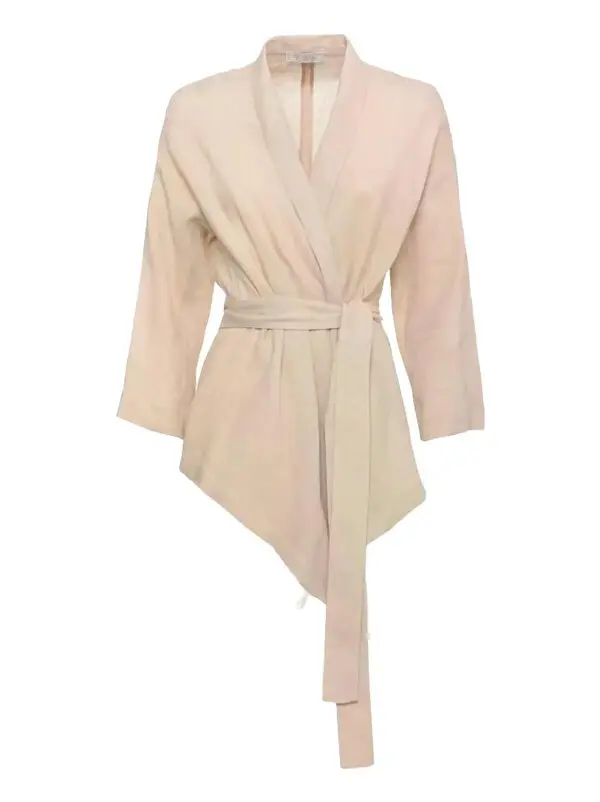Antonelli Firenze Katia Belted Fringe-trim Jacket - Neutrals
