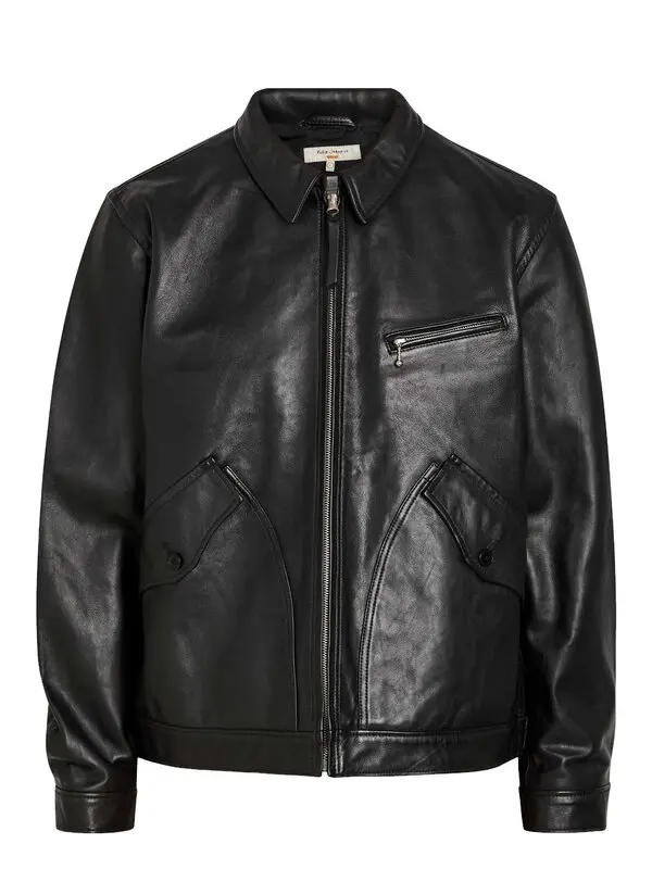 Nudie Jeans Leather Biker Jacket - Black