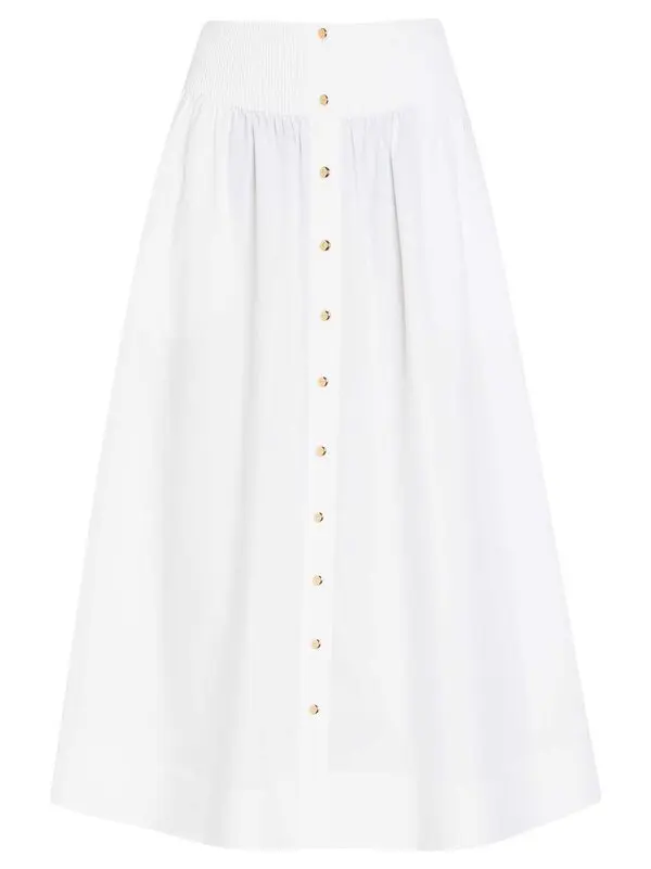 Tory Burch Romy Cotton-poplin Midi Skirt - White