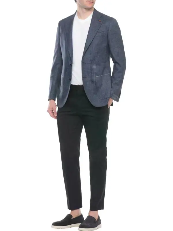 LATORRE Houndstooth Wool Blazer - Blue