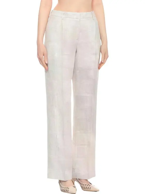 LARDINI Prince Of Wales Linen Trousers - Neutrals