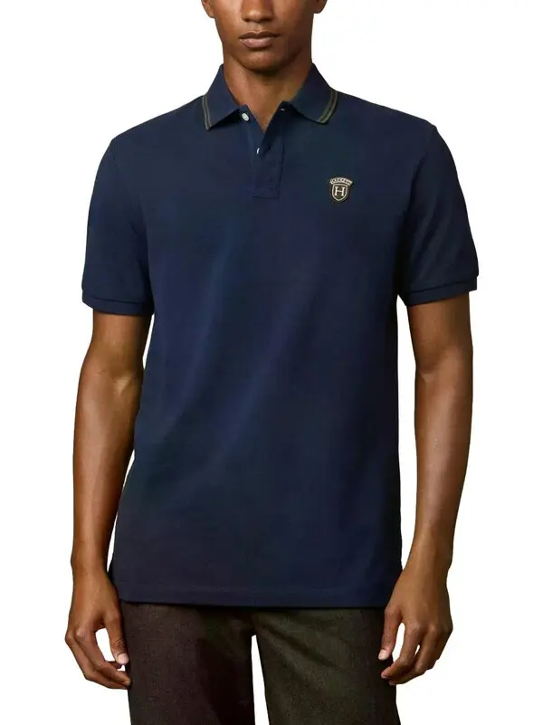 HACKETT  Badge-patch Polo Shirt - Blue