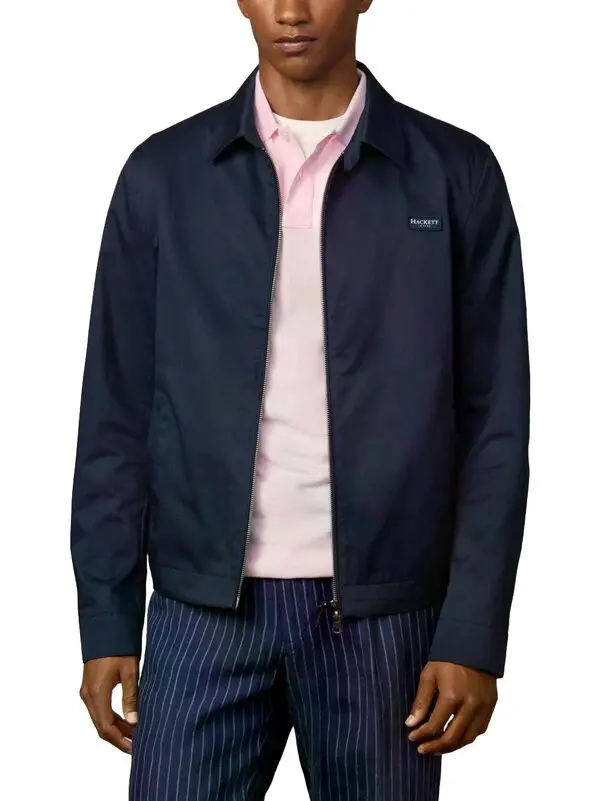 HACKETT Logo Patch Bomber Jacket - Blue