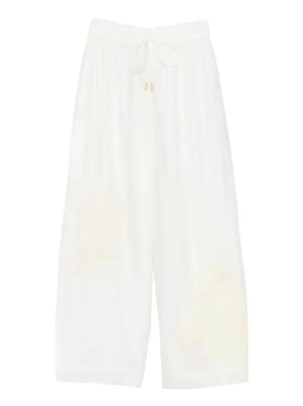 Aje Gia Embroidered Wide Leg Trousers - Neutrals