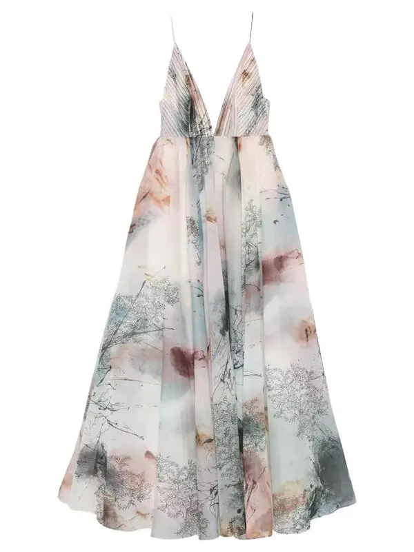 Aje Avery Abstract Print Gown - Grey