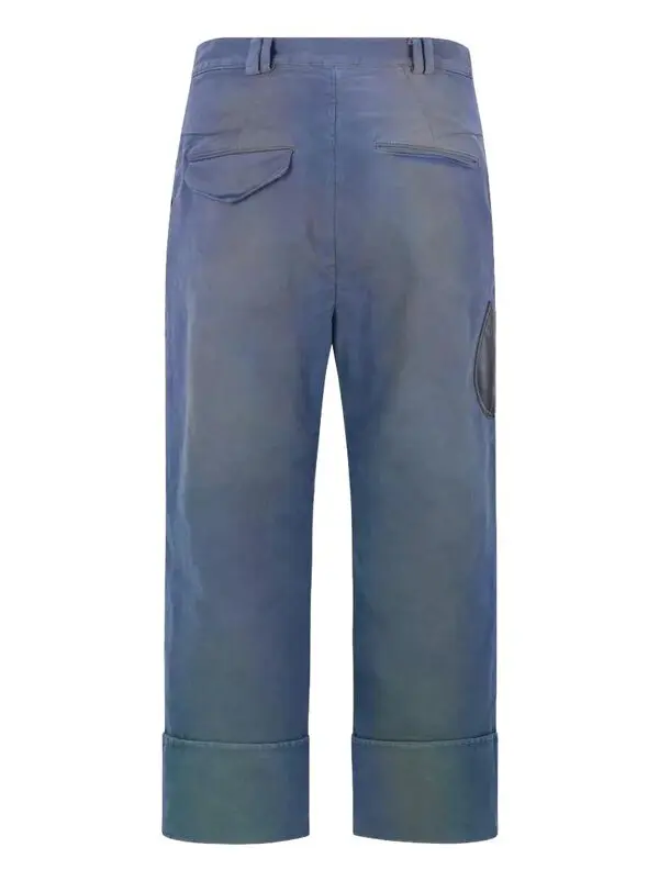 NAMACHEKO Leather-patch Turn-up Trousers - Blue