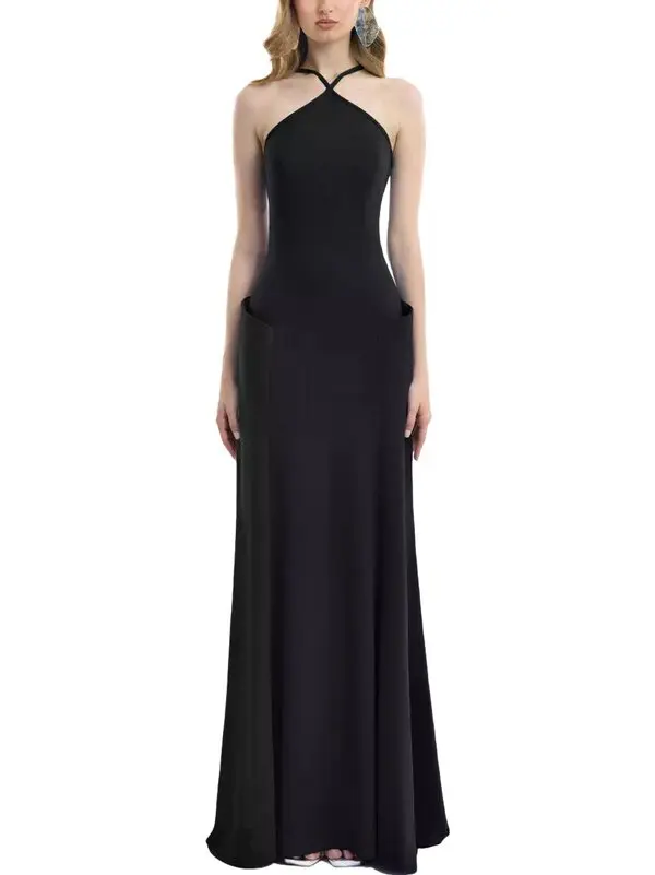 GEMY MAALOUF Halter-neck Structured Dress - Black