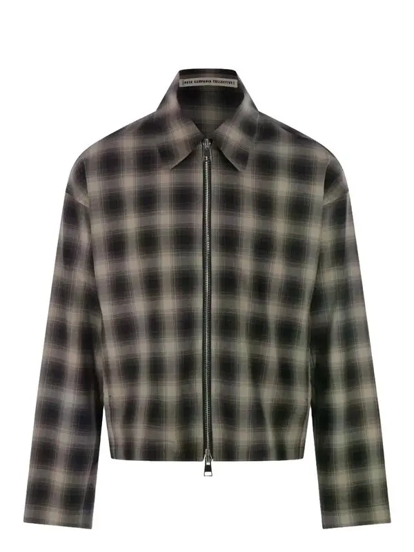 META CAMPANIA COLLECTIVE Checked Zip-up Jacket - Grey