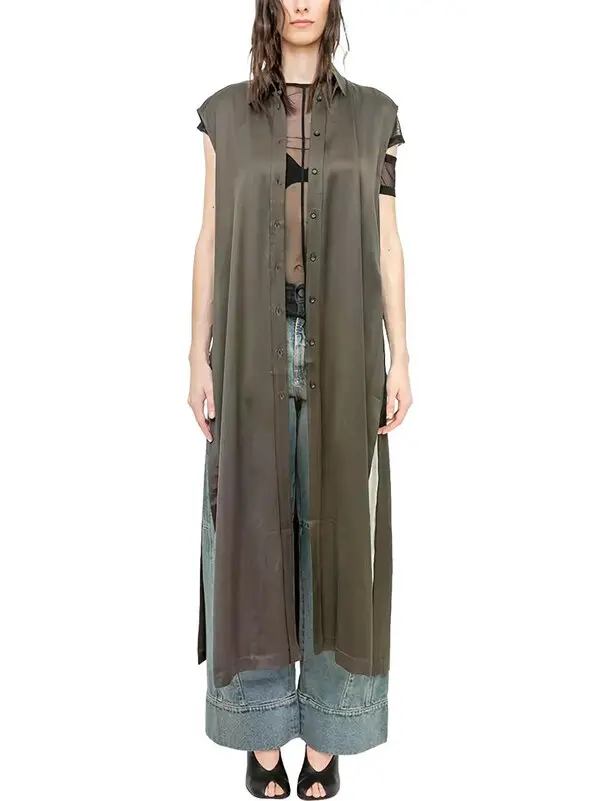 Andrea Ya'aqov Side-slit Sleeveless Shirt - Brown