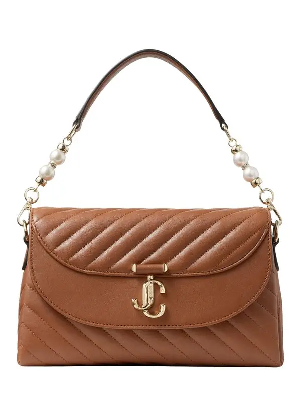 JIMMY CHOO Leather Curve Top-handle Bag - Beige