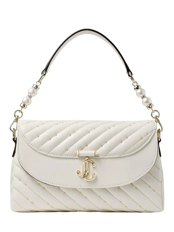 JIMMY CHOO Quilted Leather Top Handle Bag - White