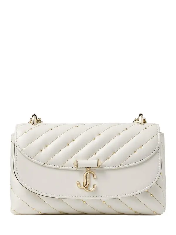 JIMMY CHOO Curve Small Quilted Lambskin Shoulder Bag With Monogram Logo - White