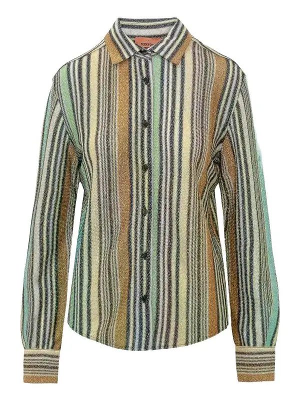 Missoni Striped Metallic Thread Shirt - Blue