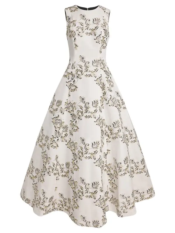 Carolina Herrera Embroidered Sleeveless Gown - Ivory