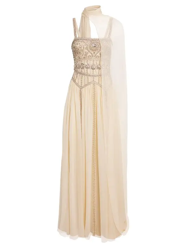 Zuhair Murad Embellished Scarf Gown - Ivory