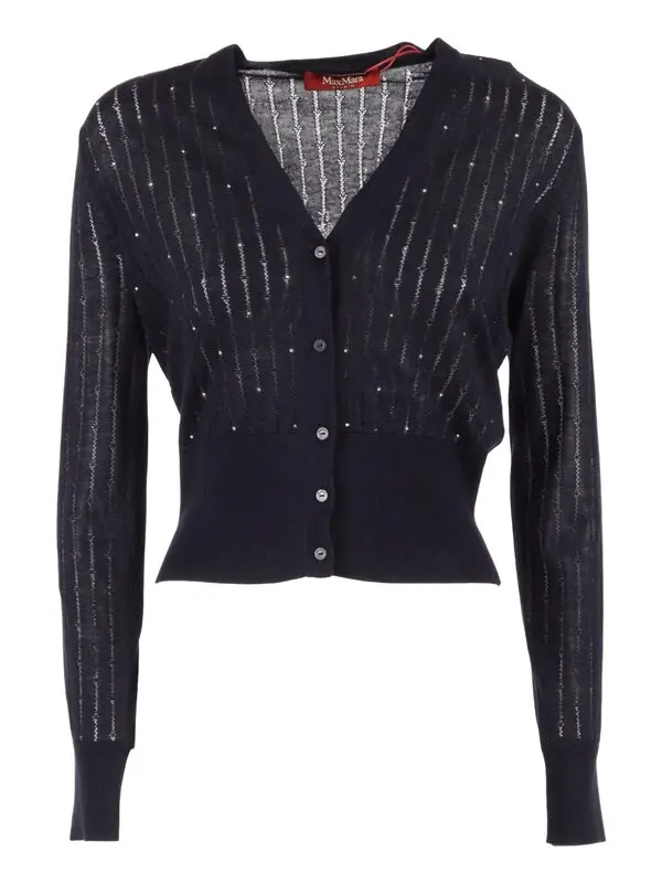 Max Mara Sequin Embellished V-neck Cardigan - Black
