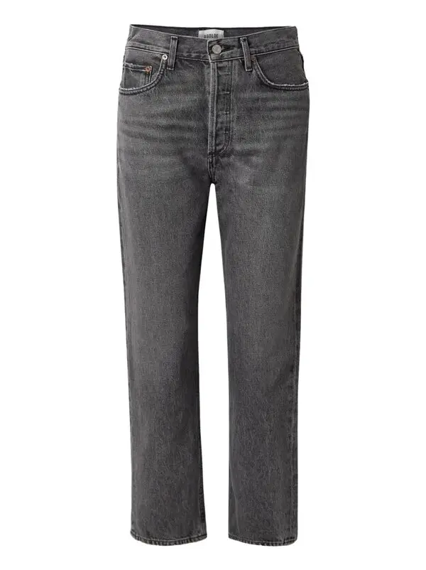 AGOLDE High Waist Straight Leg Jeans - Black