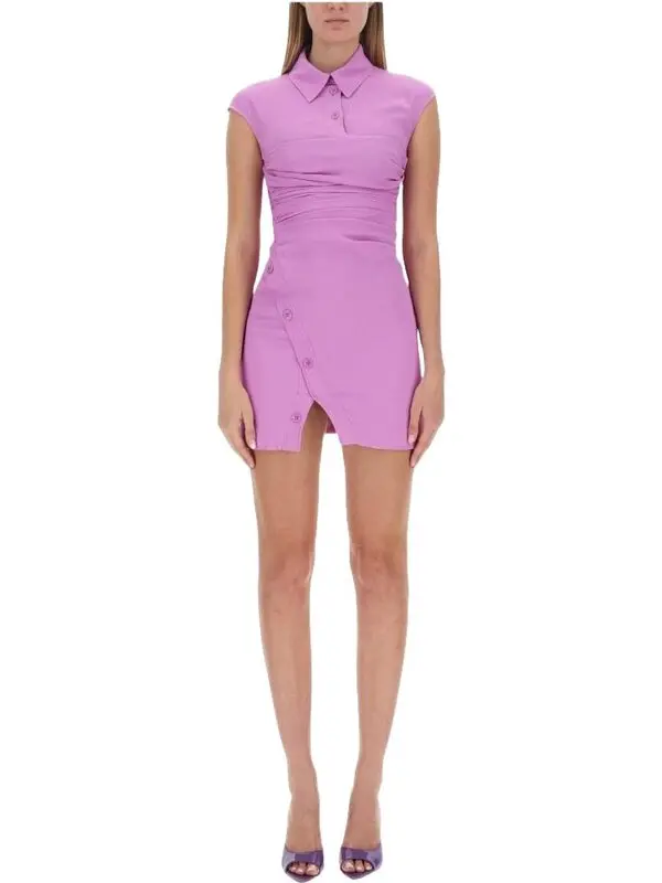 Moschino Ruched Bodice Polo Minidress - Purple